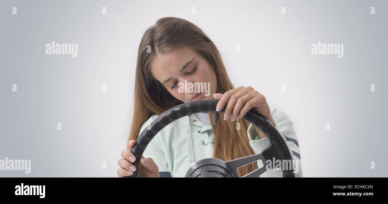 Woman falling asleep driving hi-res stock photography and images - Alamy