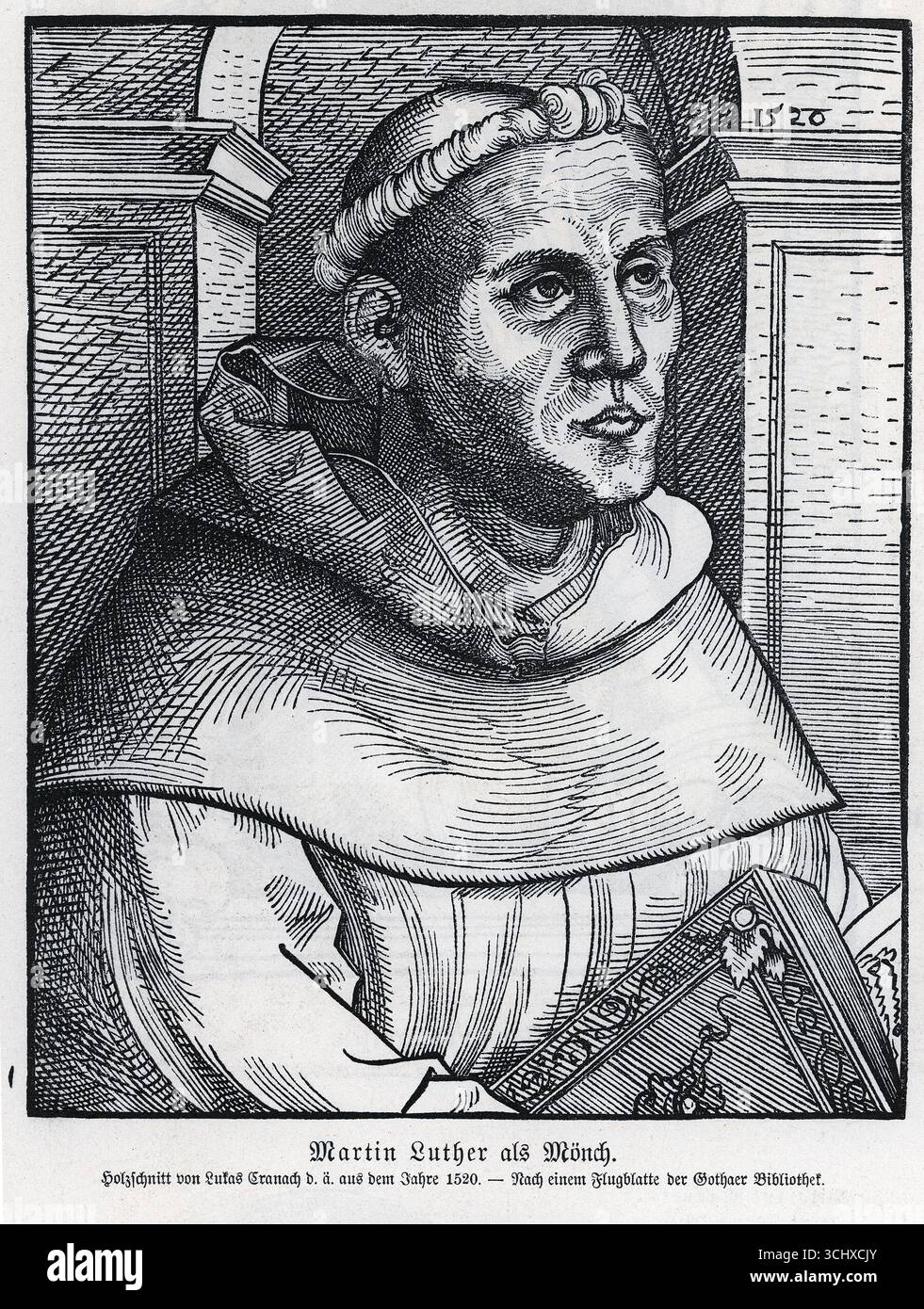 Martin Luther (1483-1546) as a monk, woodcut, from Koennecke ...