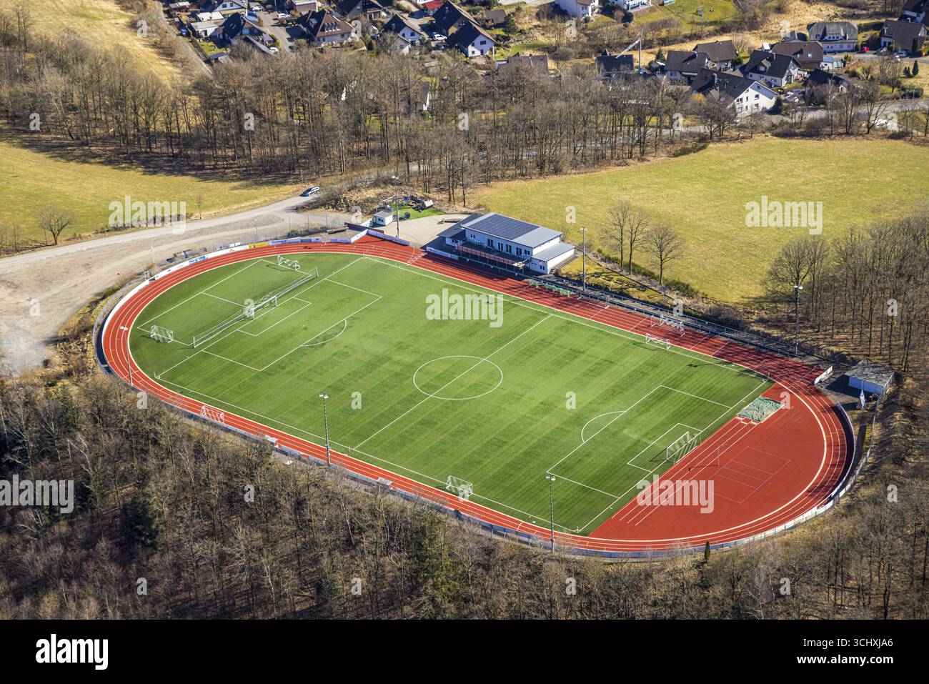Aerial photo, football stadium and athletics stadium sports ground FSV ...