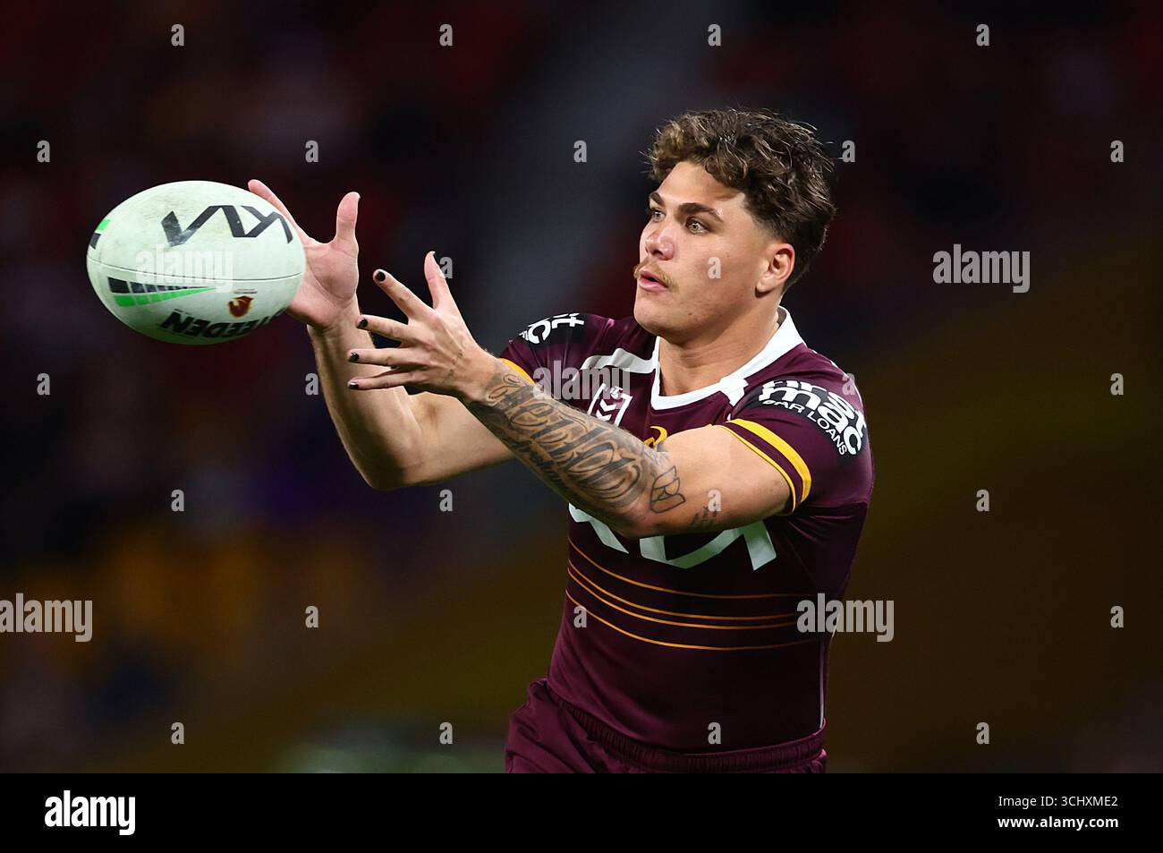 Reece Walsh of the Broncos warms up during the NRL Round 27 match ...
