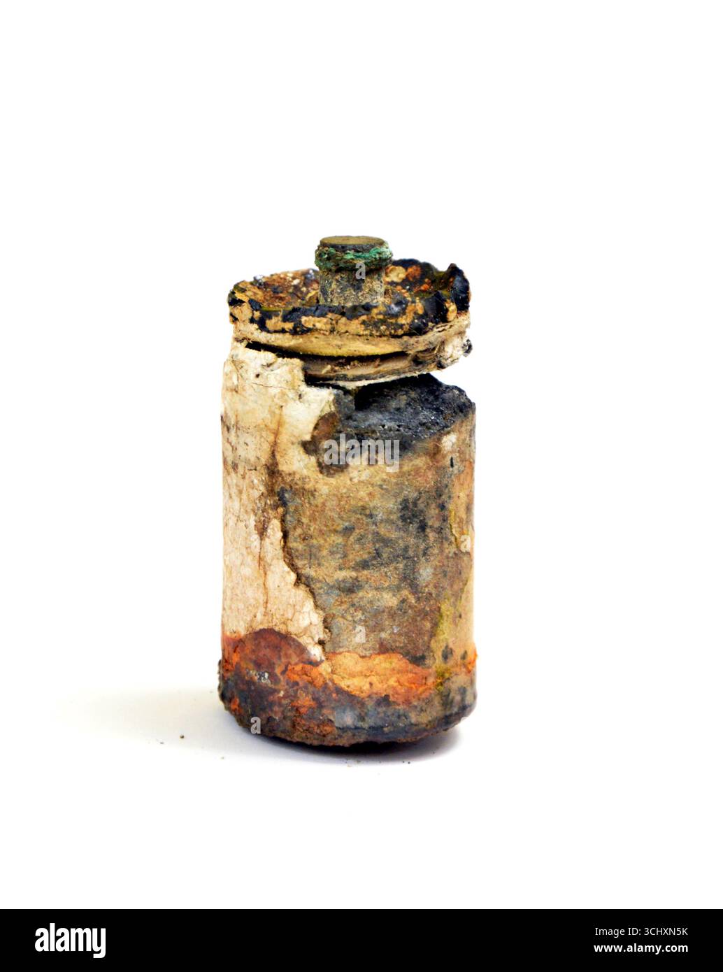 rusty battery on white, energy and pollution theme Stock Photo - Alamy