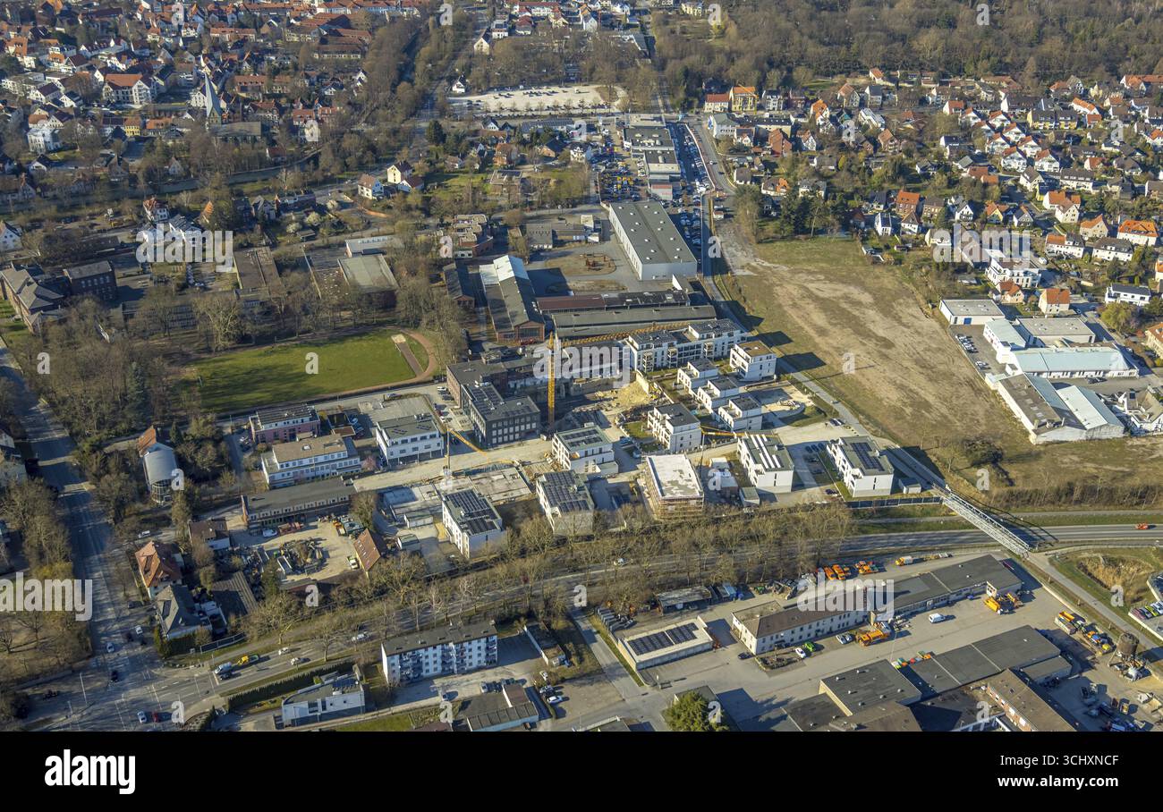 Aerial view, construction site Merkurhoefe new building residential ...