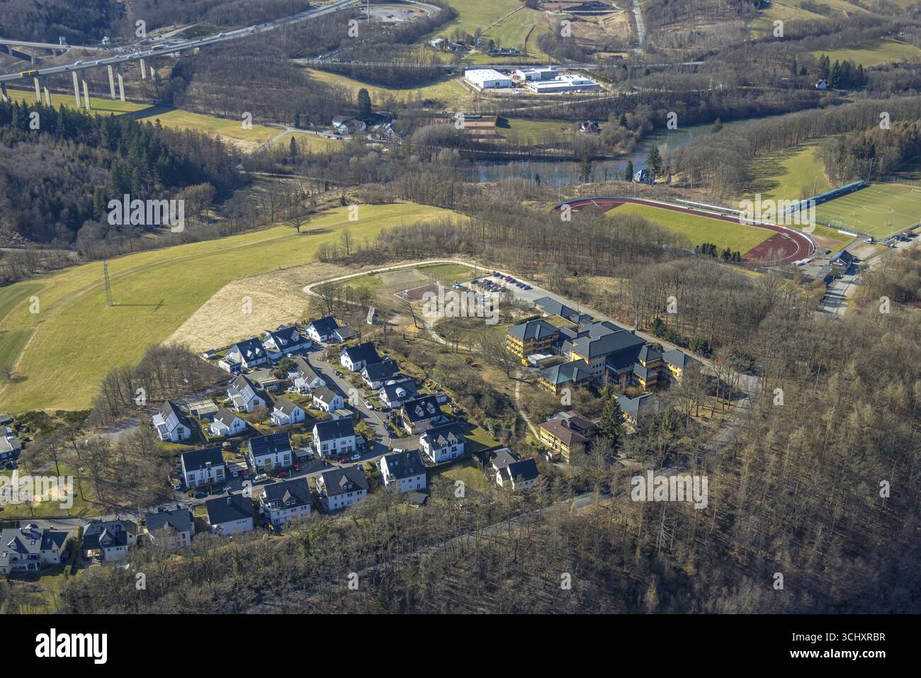 Aerial view, German Red Cross Hospital, Auguste-Liese-Strasse housing ...