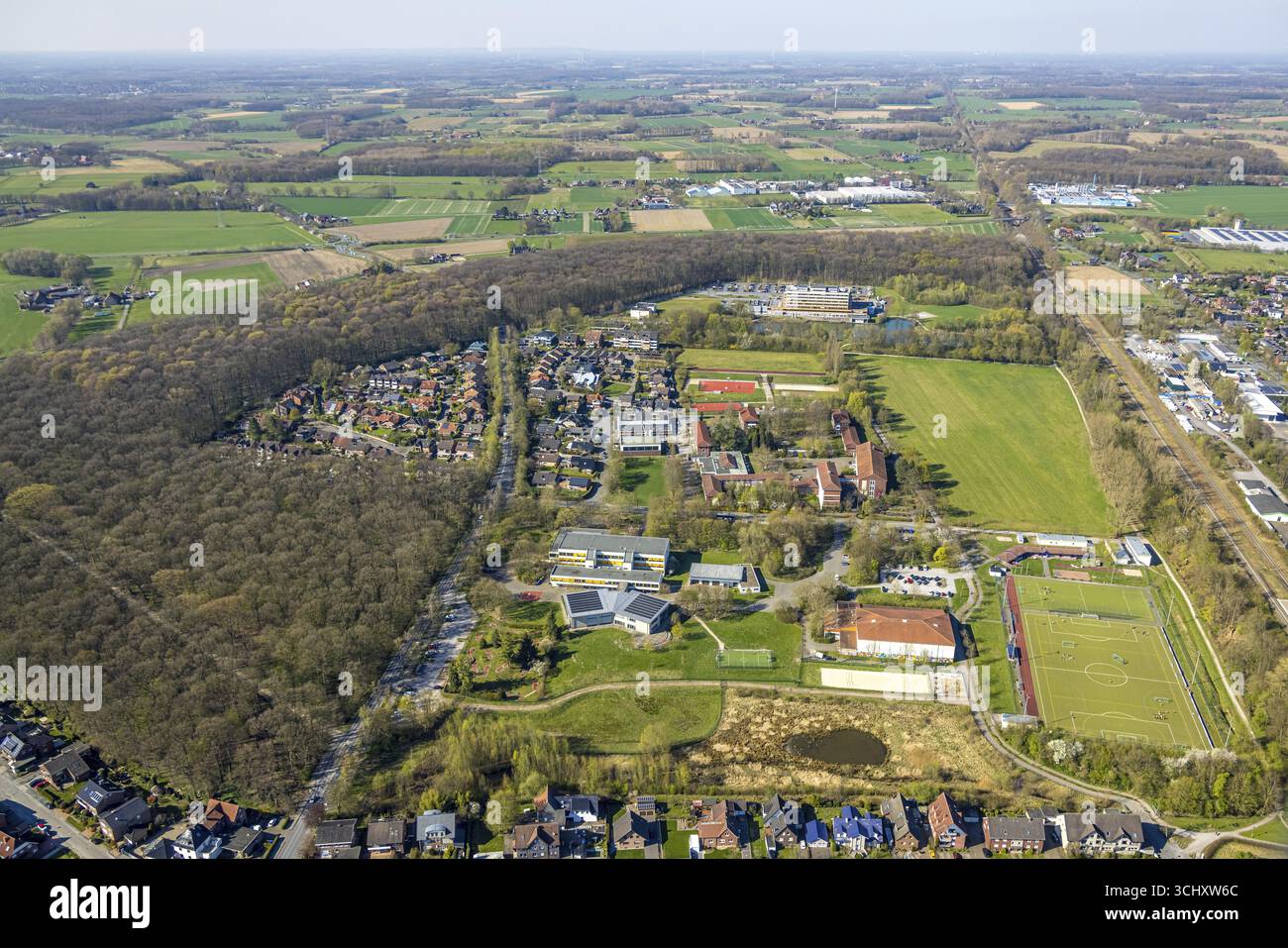 Aerial view, Anne-Frank-Gymnasium and Gymnasium St. Christophorus and ...