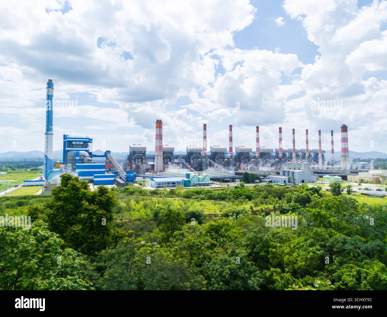 Coal power plant, modern clean energy production with ozone dust filter ...