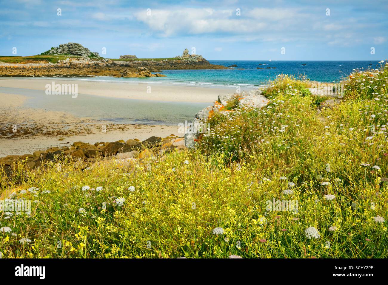 Plage de Penfoul beach and rock formation Rocher du Coq, France ...
