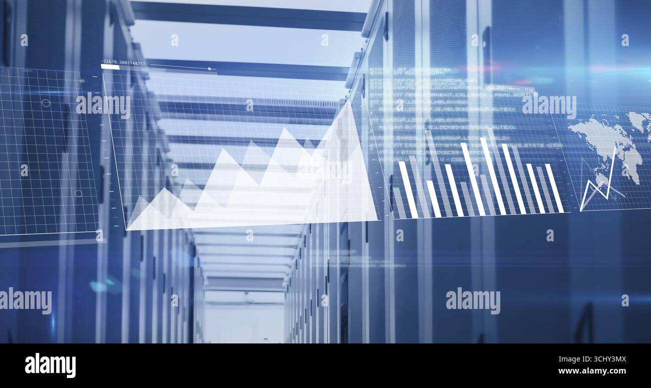 Extending server racks along data center corridor, floating line bar ...