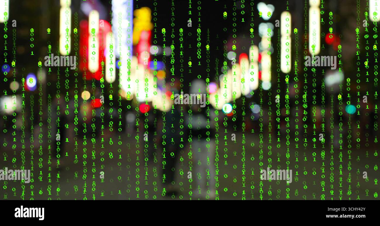Cascading green binary digits hi-res stock photography and images - Alamy