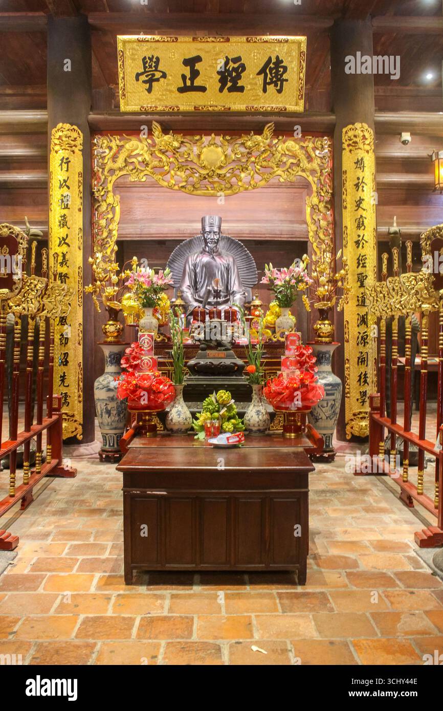 Vietnam, Hanoi. Temple of Literature (Van Miu - Quc T Giám). Statue of ...
