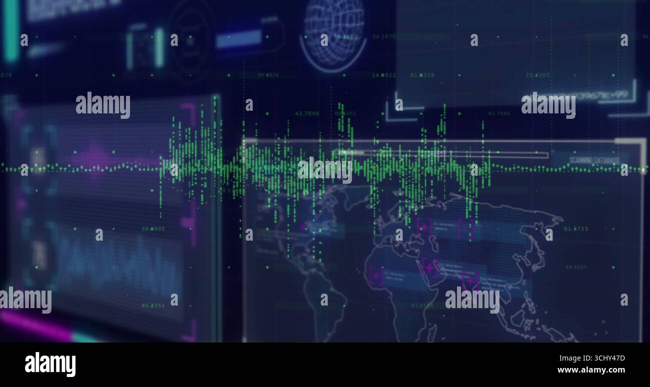 Displaying green waveform line graph running across dashboard in ...