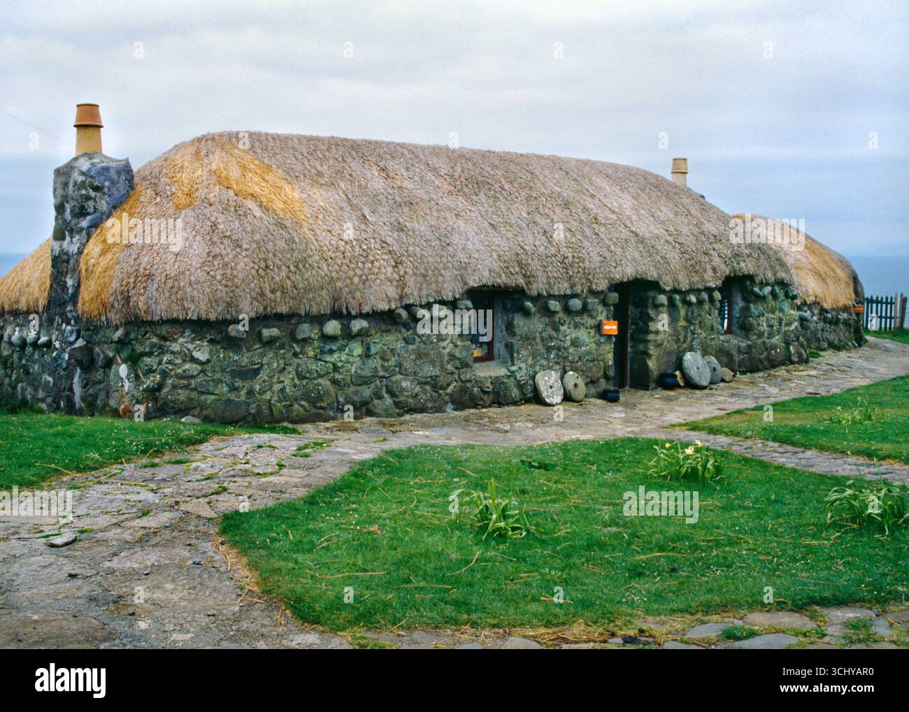East face and South gable end of The Old Croft House at the Skye Museum ...