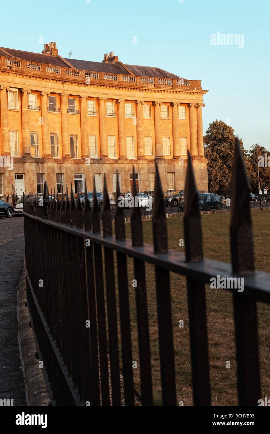 Bath abbey and roman baths in the evening in bath hi-res stock ...