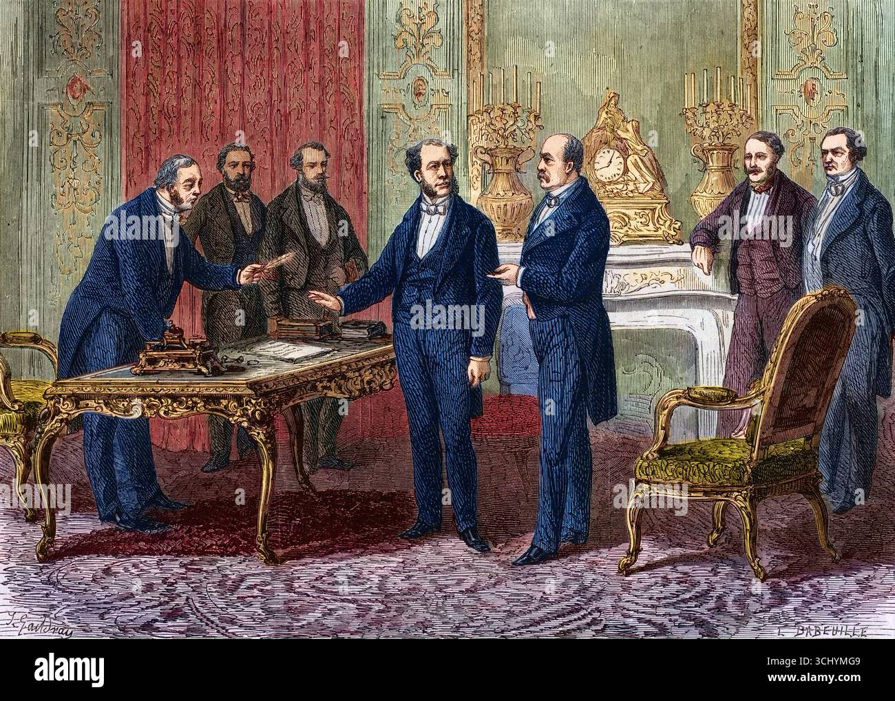 A print from 1873 depicts the Viscount Élie de Gontaut-Biron, the ...
