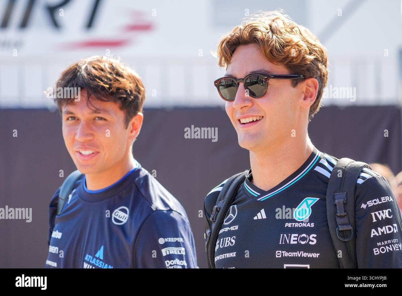 George Russel and Alexander Albon during the Formula 1 PIRELLI Gran ...