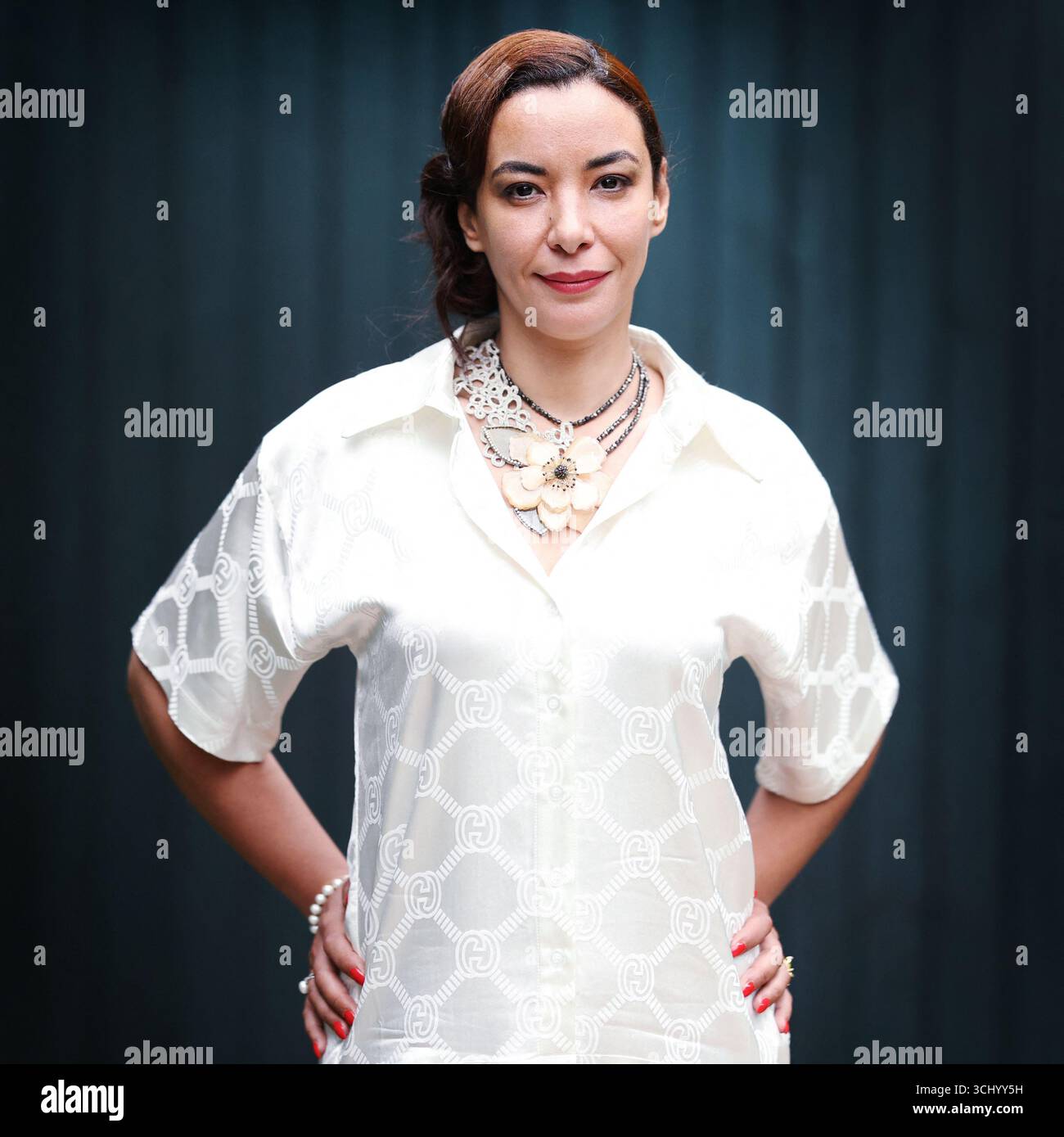 Loubna Abidar poses in Paris, France on September 03, 2025. Photo by ...