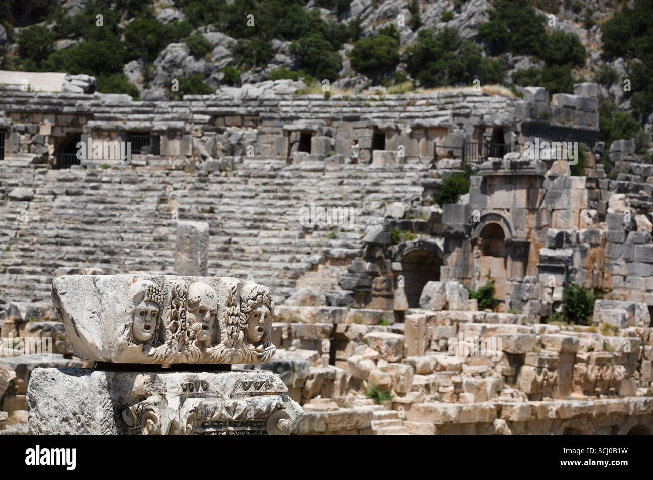 Lycian Rock Sculpture, 4th Century BC (foreground), Roman Theater, 3rd ...