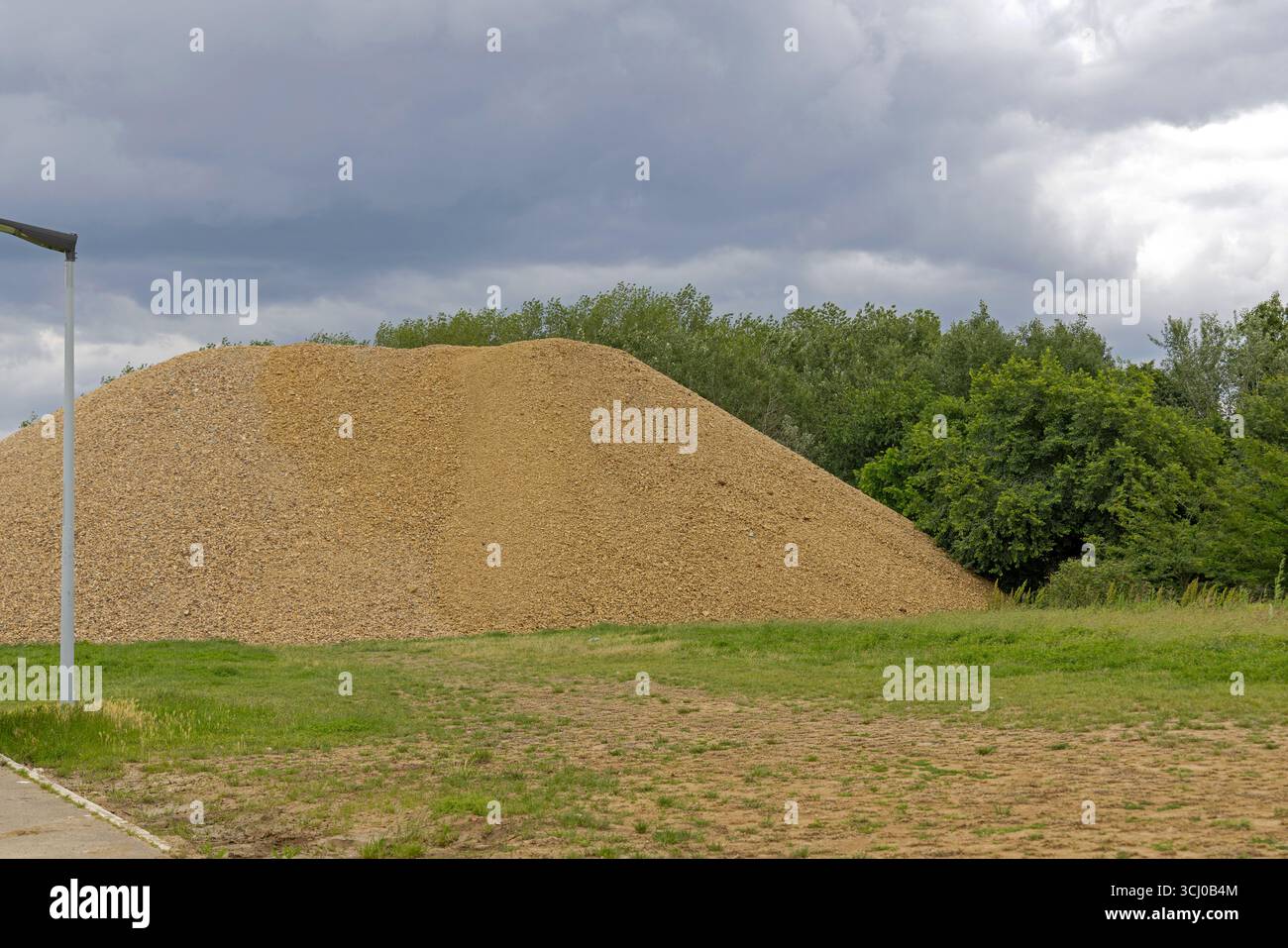 Big Pile of Aggregate Gravel Material at Road Construction Site Stock ...