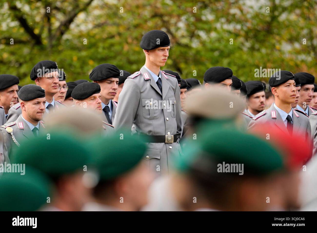 New recruits of the German Army Bundeswehr attend a ceremony to take ...