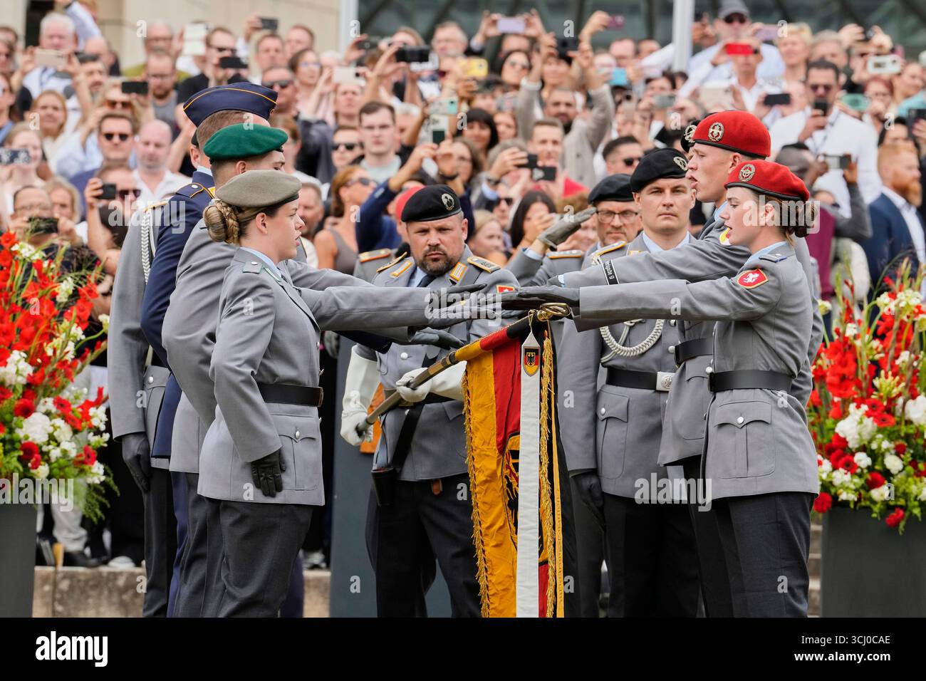 New recruits of the German Army Bundeswehr attend a ceremony to take ...