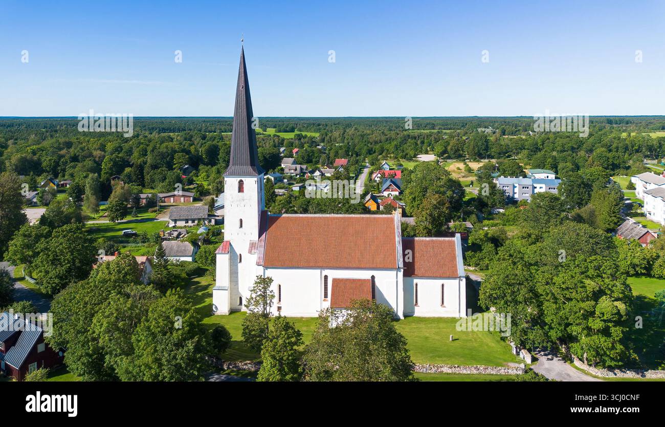 Aerial view of Kihelkonna Saint Michael's Church on Saaremaa island in ...