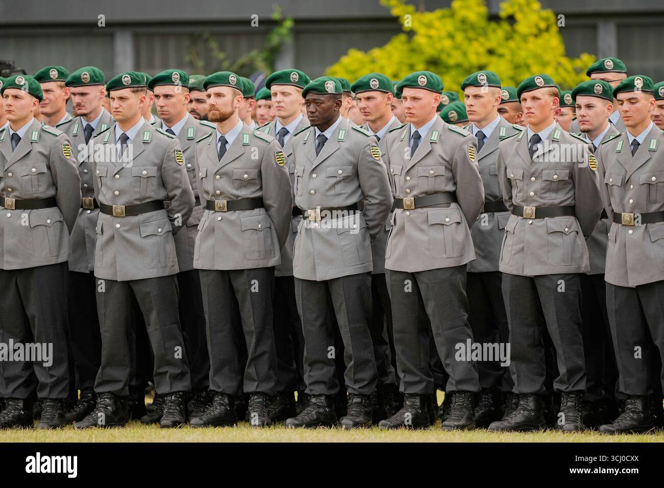 New recruits of the German Army Bundeswehr attend a ceremony to take ...