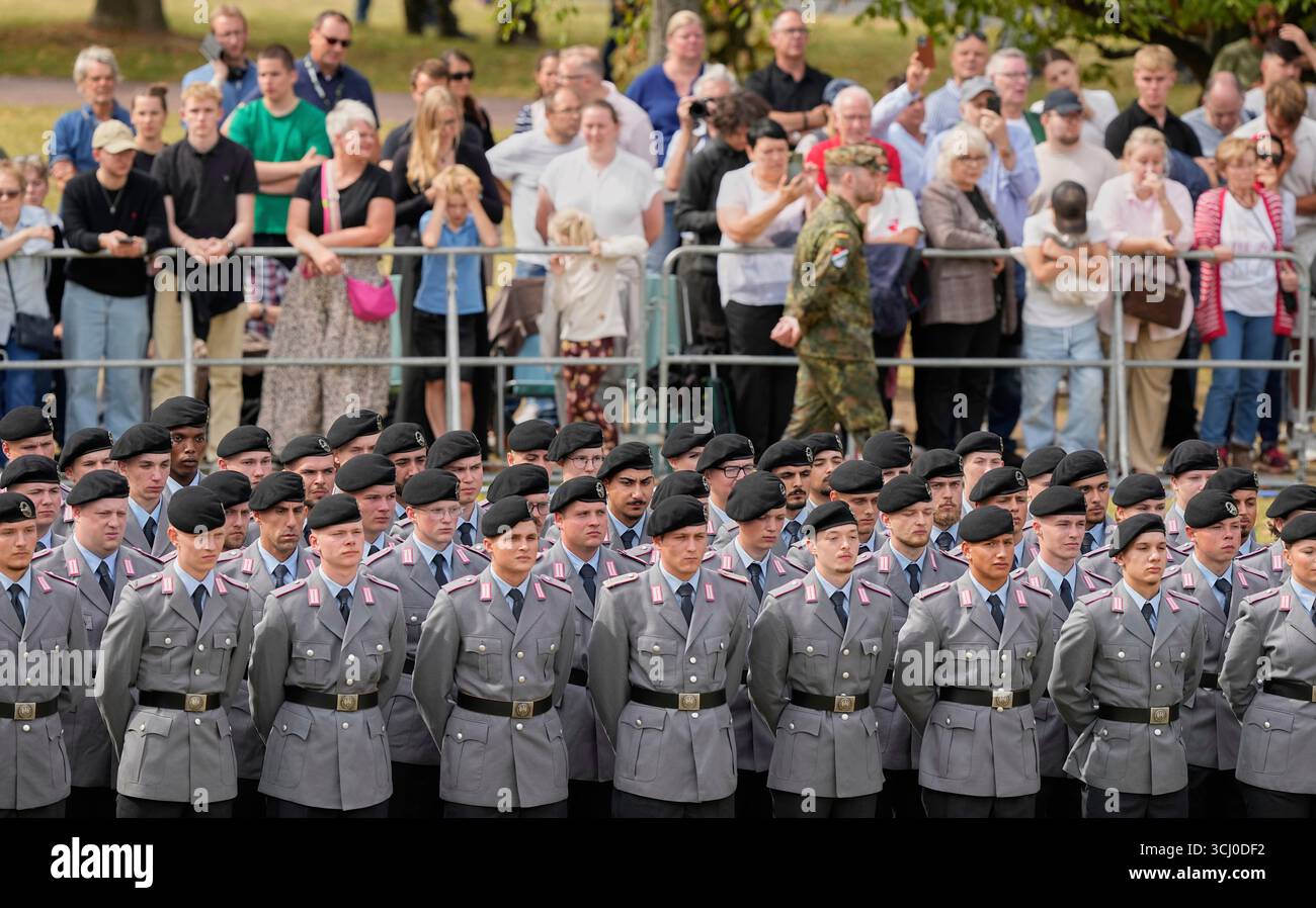 New recruits of the German Army Bundeswehr attend a ceremony to take ...
