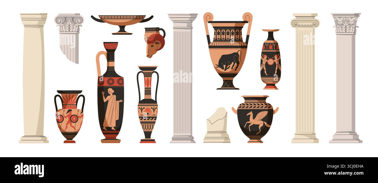 Traditional greek columns. Historical architecture elements and ancient ...
