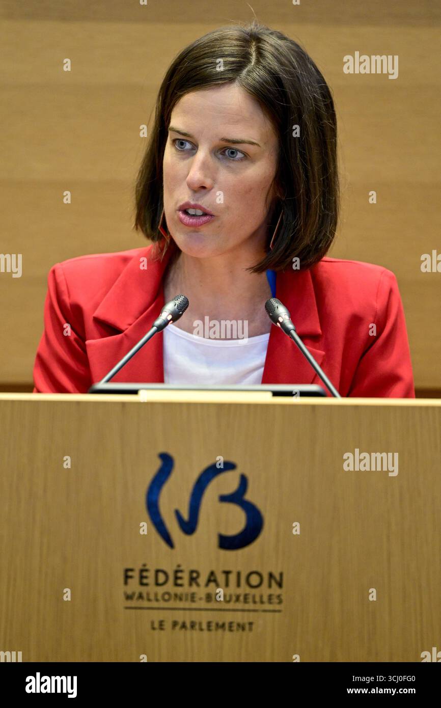 Valérie Dejardin pictured during a plenary session of the Federation Wallonia-Brussels ...