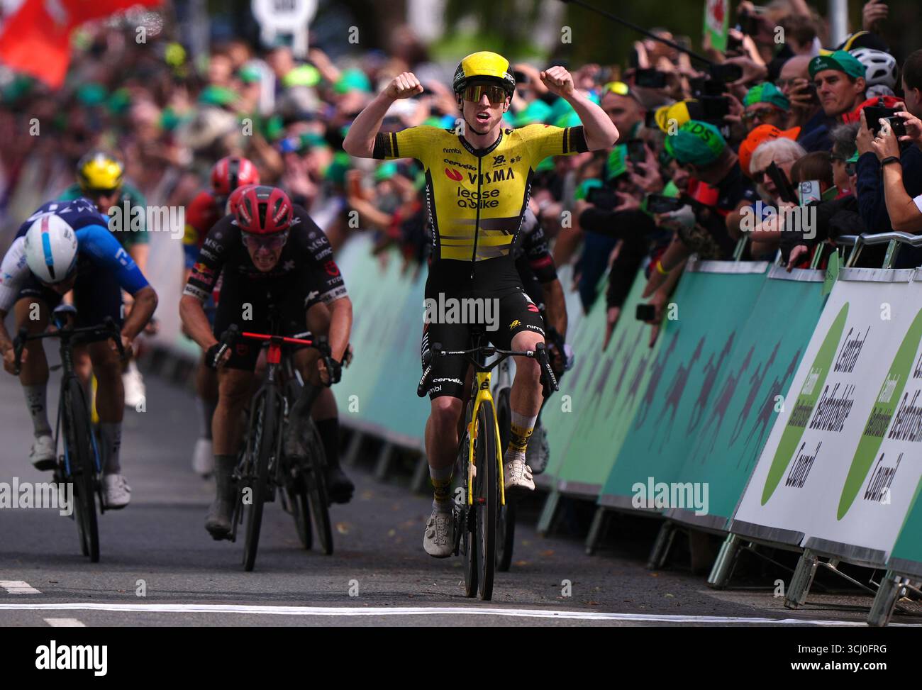Matthew Brennan of Team Visma | Lease a Bike celebrates winning stage ...