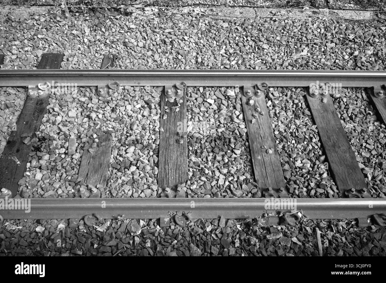 Wooden sleeper railway track Stock Photo - Alamy