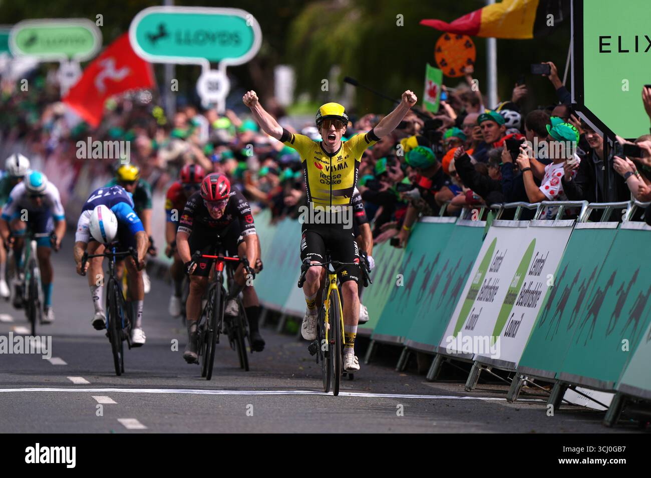 Matthew Brennan of Team Visma | Lease a Bike celebrates winning stage ...