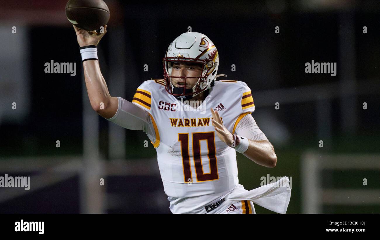 Louisiana Monroe quarterback Aidan Armenta (10) steps back to throw ...