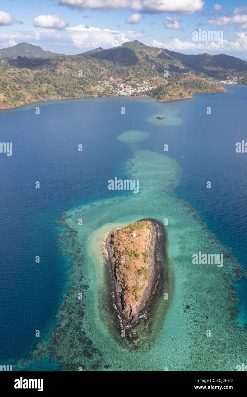 Drone aerial photography of coral reef formations in the lagoon of ...