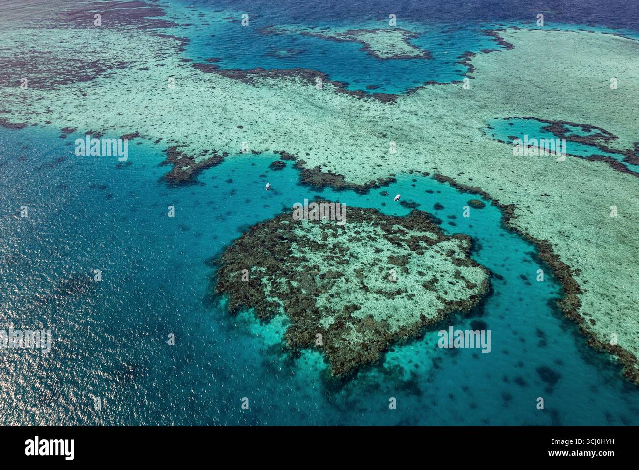 Drone aerial photography of coral reef formations in the lagoon of ...