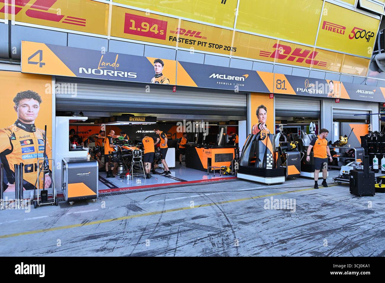 MONZA, ITALY - SEPTEMBER 04: A general view of the McLaren F1 Team garage during previews ahead ...