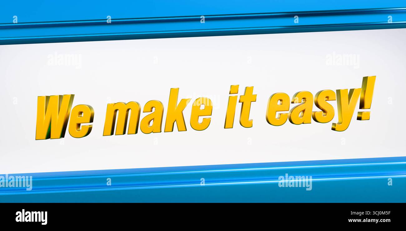 We make it easy. We make it easy. Shiny metallic banner in yellow and ...