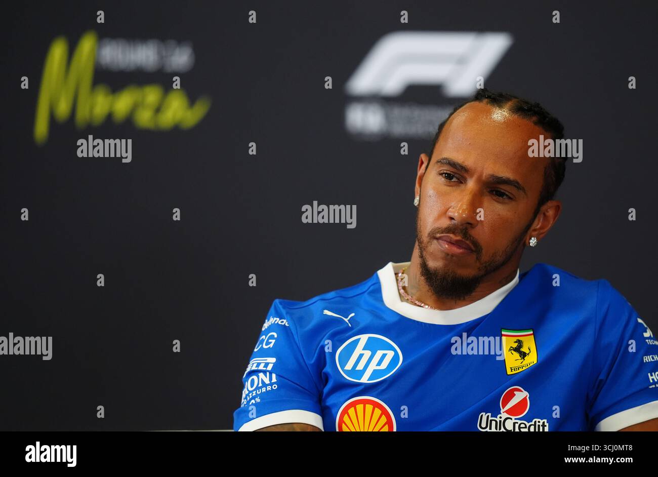 Ferrari driver Lewis Hamilton at Monza, ahead of the Italian Grand Prix ...
