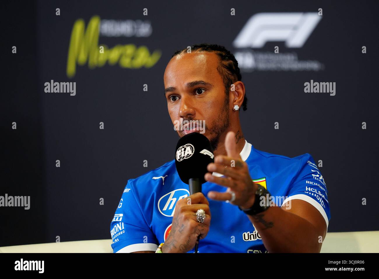 Ferrari driver Lewis Hamilton at Monza, ahead of the Italian Grand Prix ...