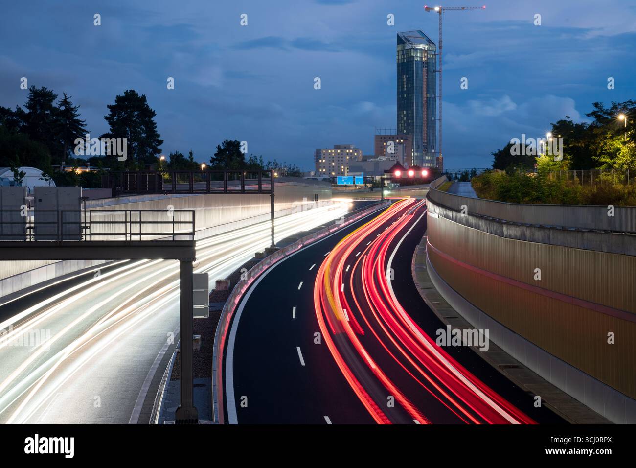 02 September 2025, Berlin: Cars drive along the new section of the ...
