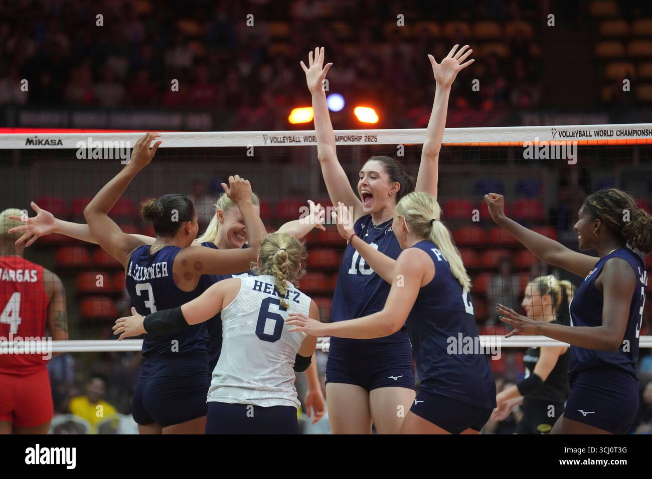 United States' players celebrate during the FIVB Women's Volleyball ...