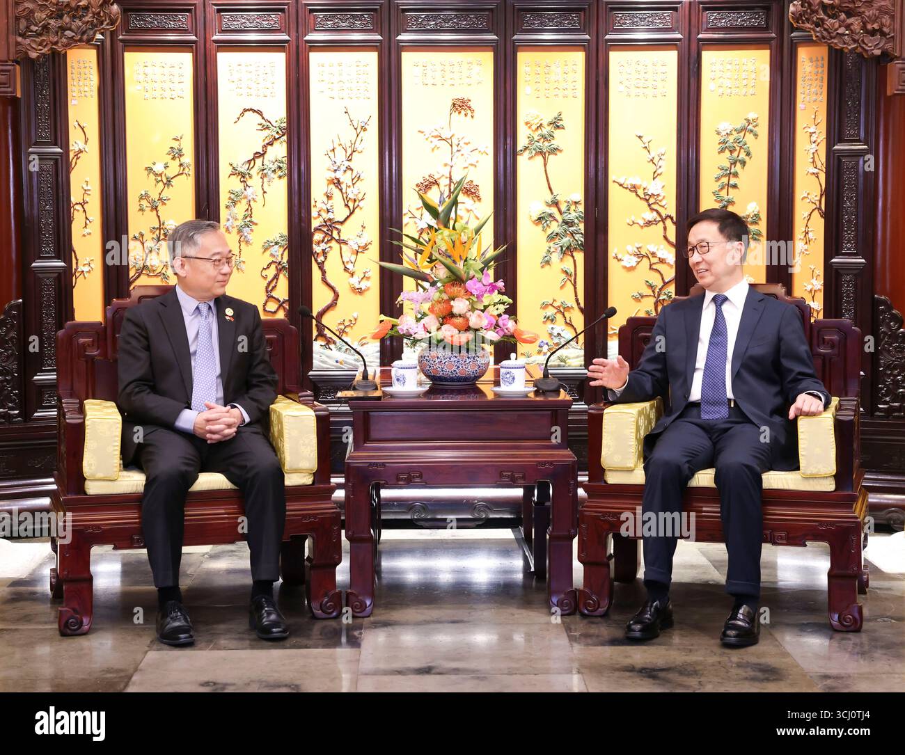 Beijing, China. 4th Sep, 2025. Chinese Vice President Han Zheng meets ...