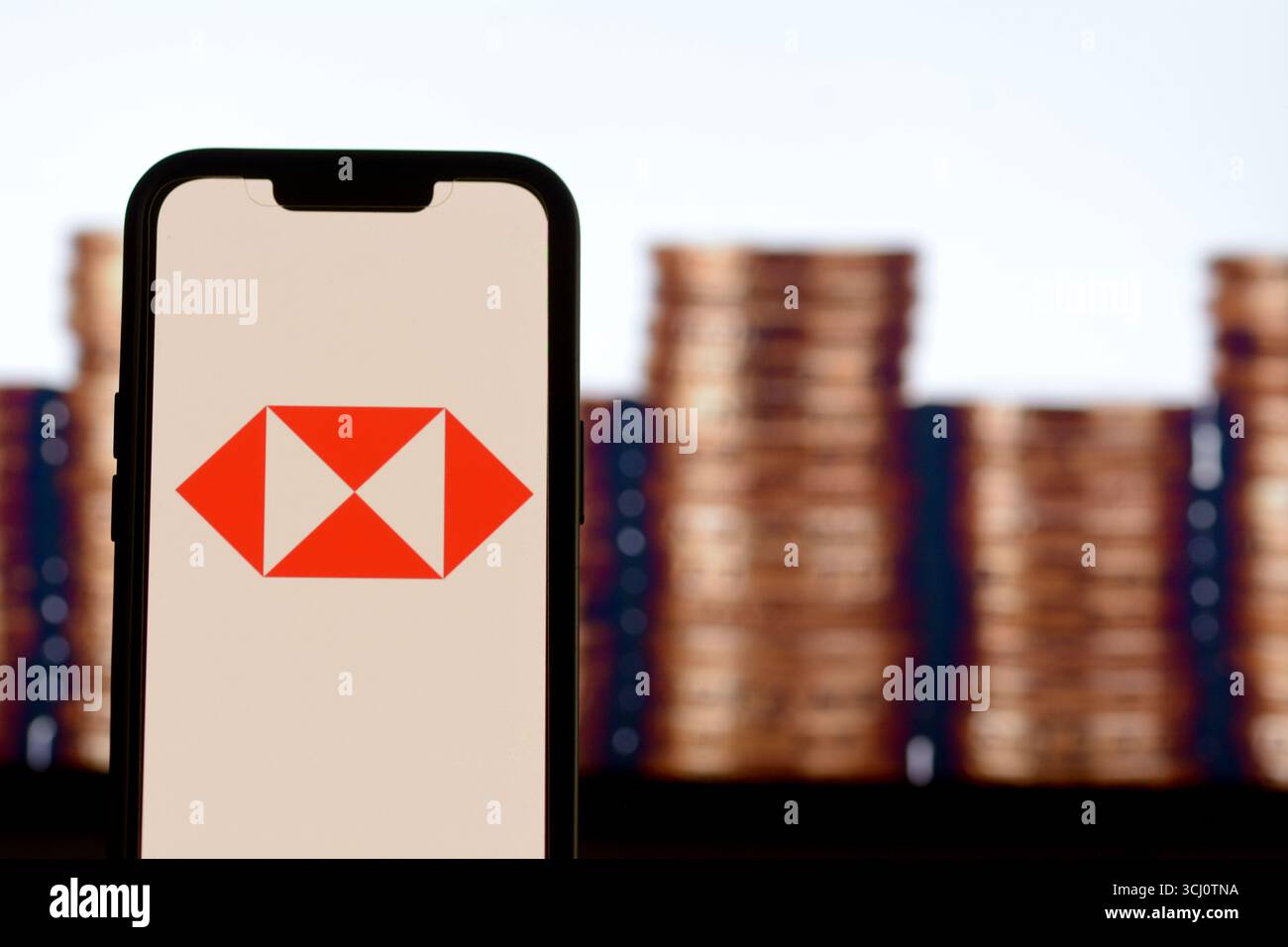 Opening screen of the HSBC bank banking app on a smatphone screen Stock ...