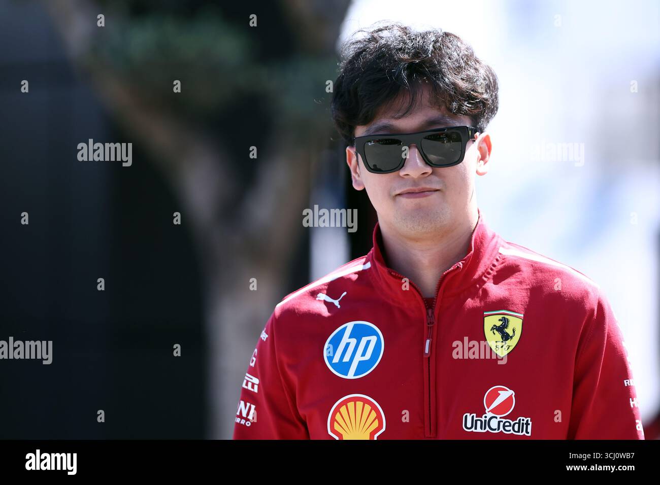 Monza, Italy. 04th Sep, 2025. Zhou Guanyu of Scuderia Ferrari looks on ...
