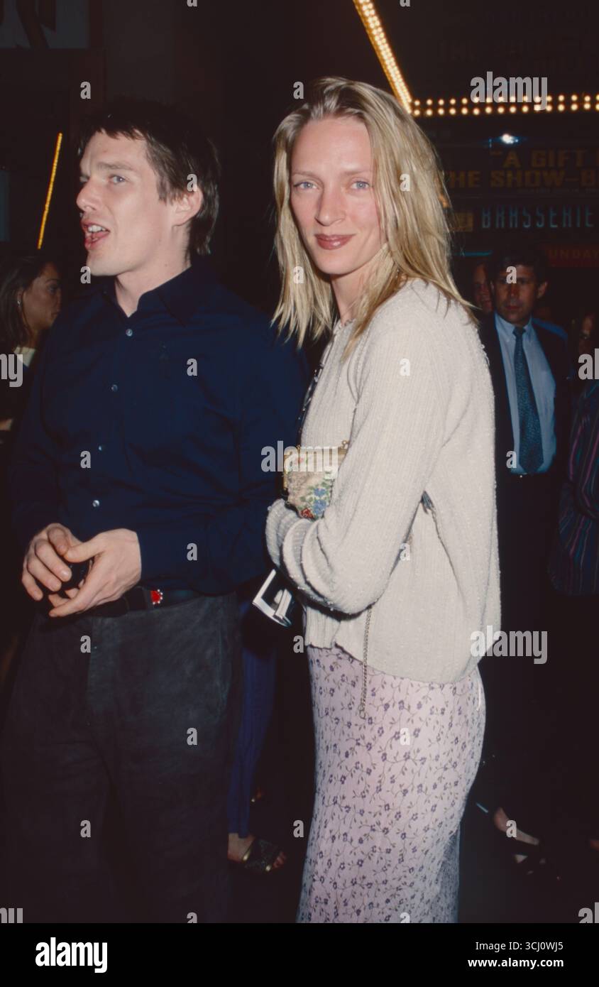 Ethan Hawke and Uma Thurman at a performance of "The Producers" at the ...