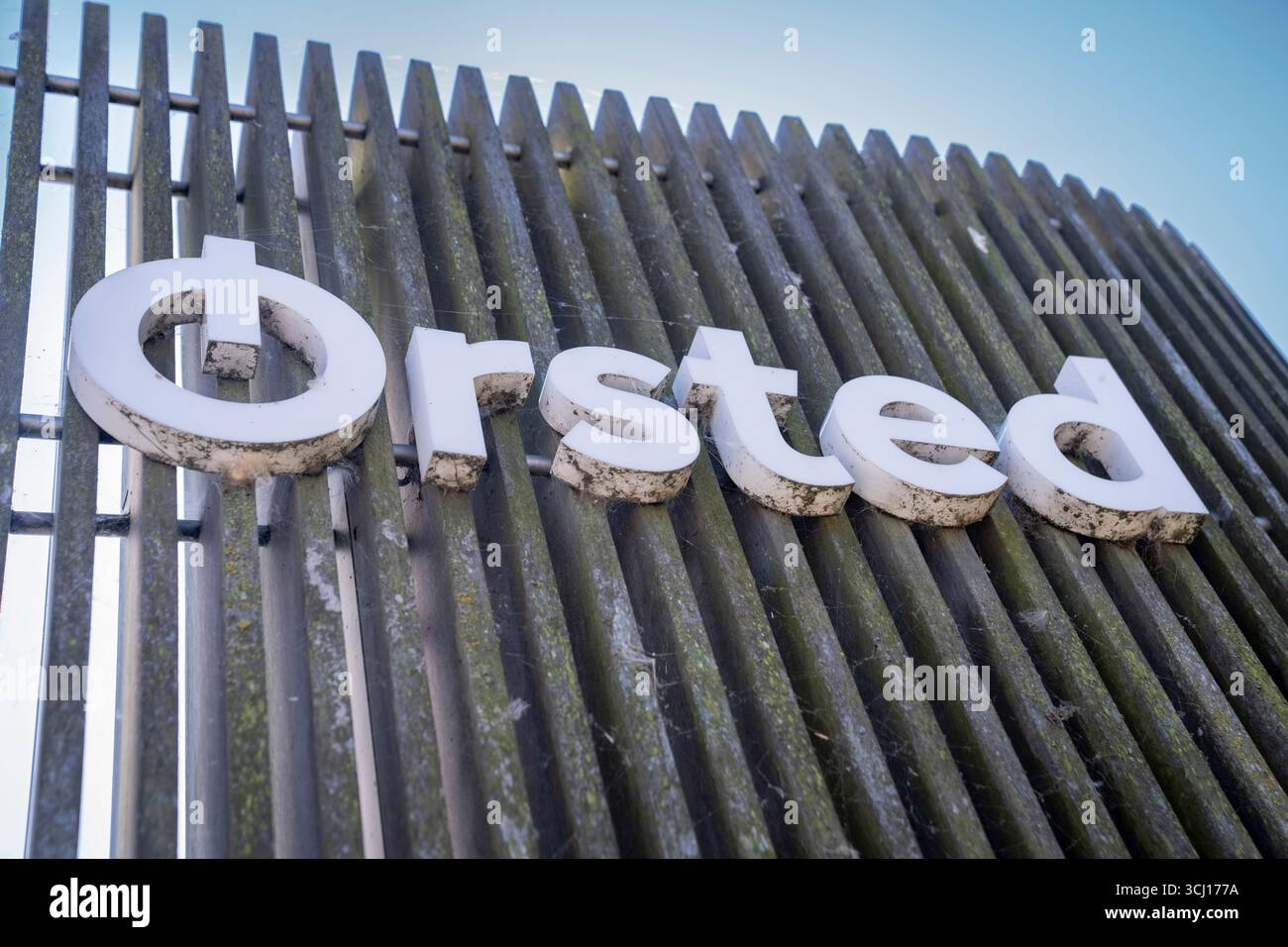 The logo for the Danish company Orsted is displayed on the exterior of ...