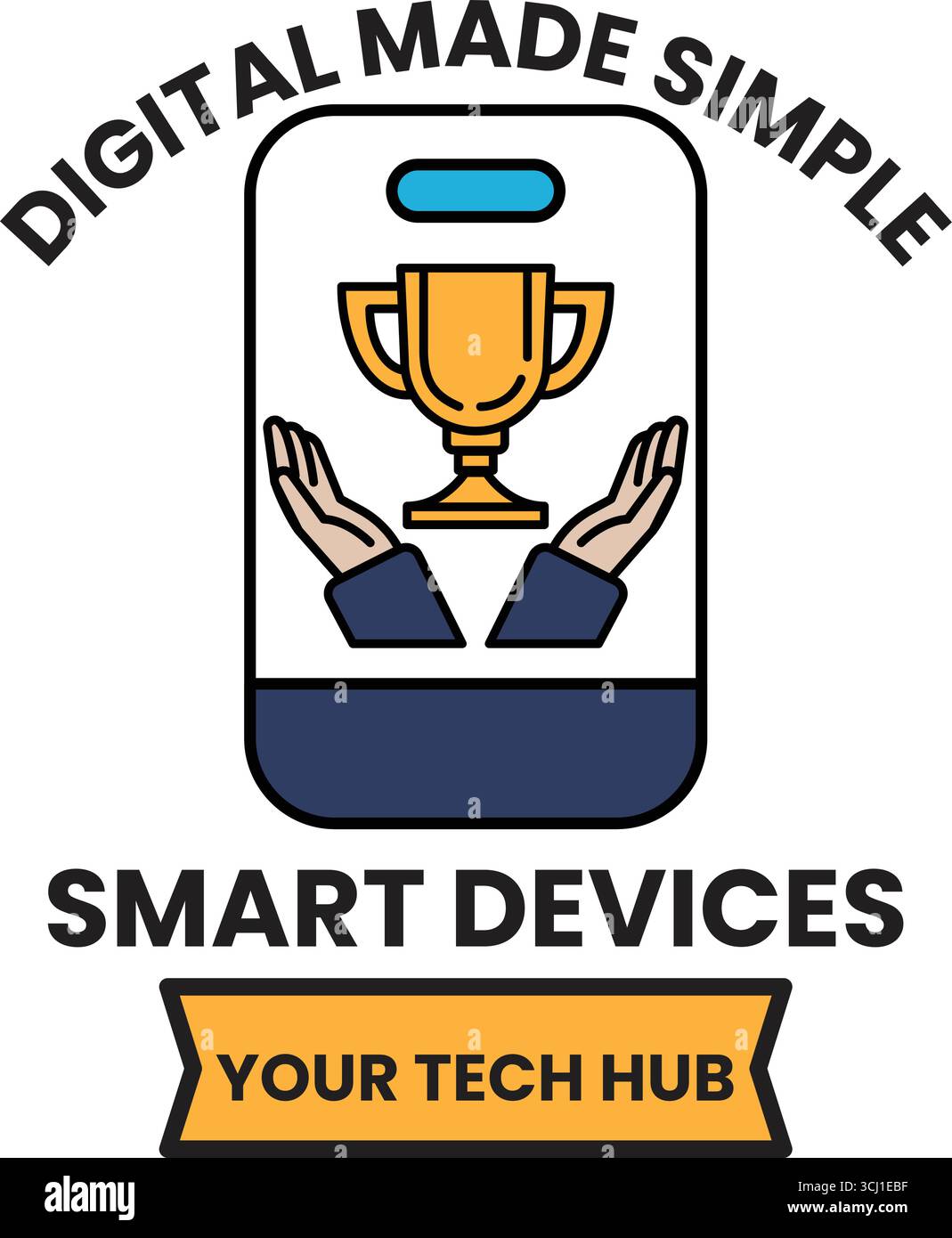 A digital made simple smart devices logo. The logo features a trophy ...