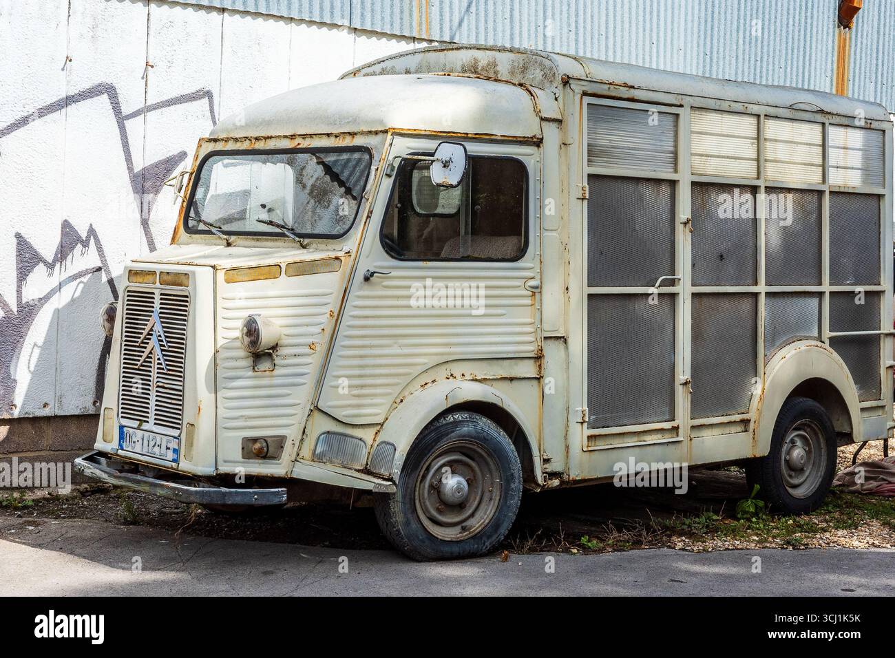 A vintage and heavily weathered Citroën H Van, capturing its iconic ...