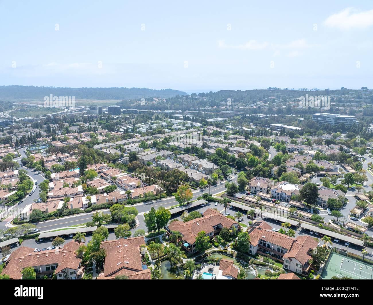 Aerial view of Del Mar Neighborhood, San Diego County, California ...