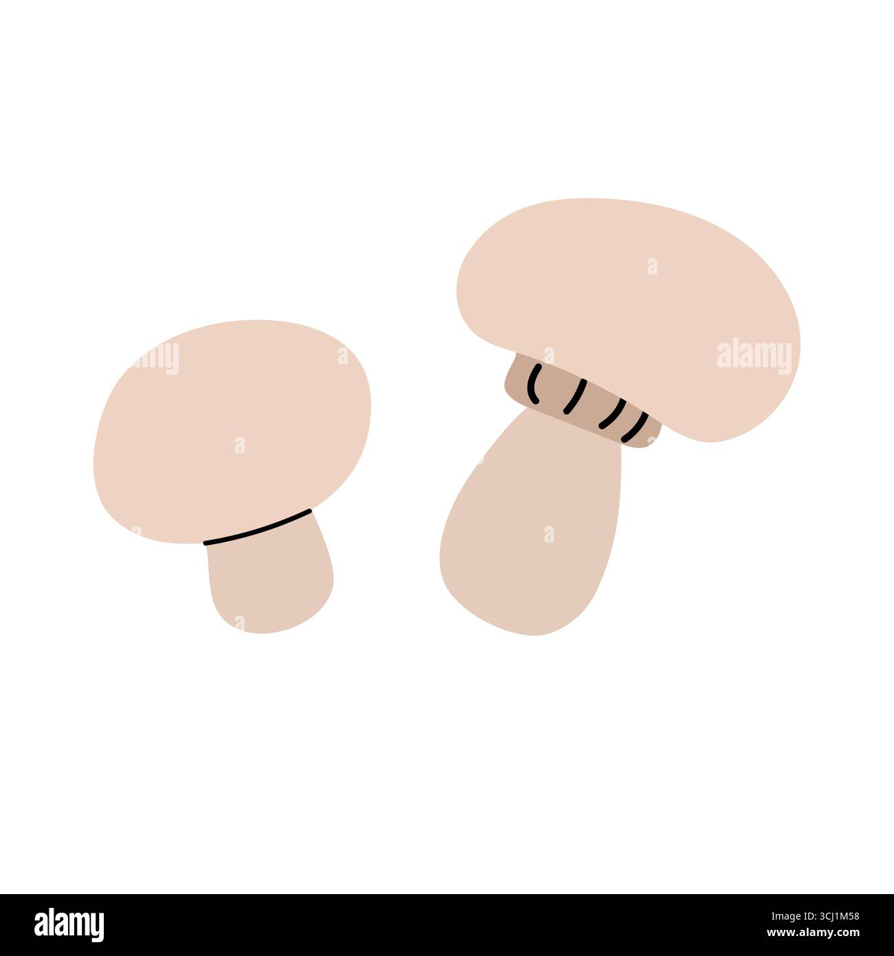 Two stylized mushrooms are depicted in a simple and minimalistic design ...
