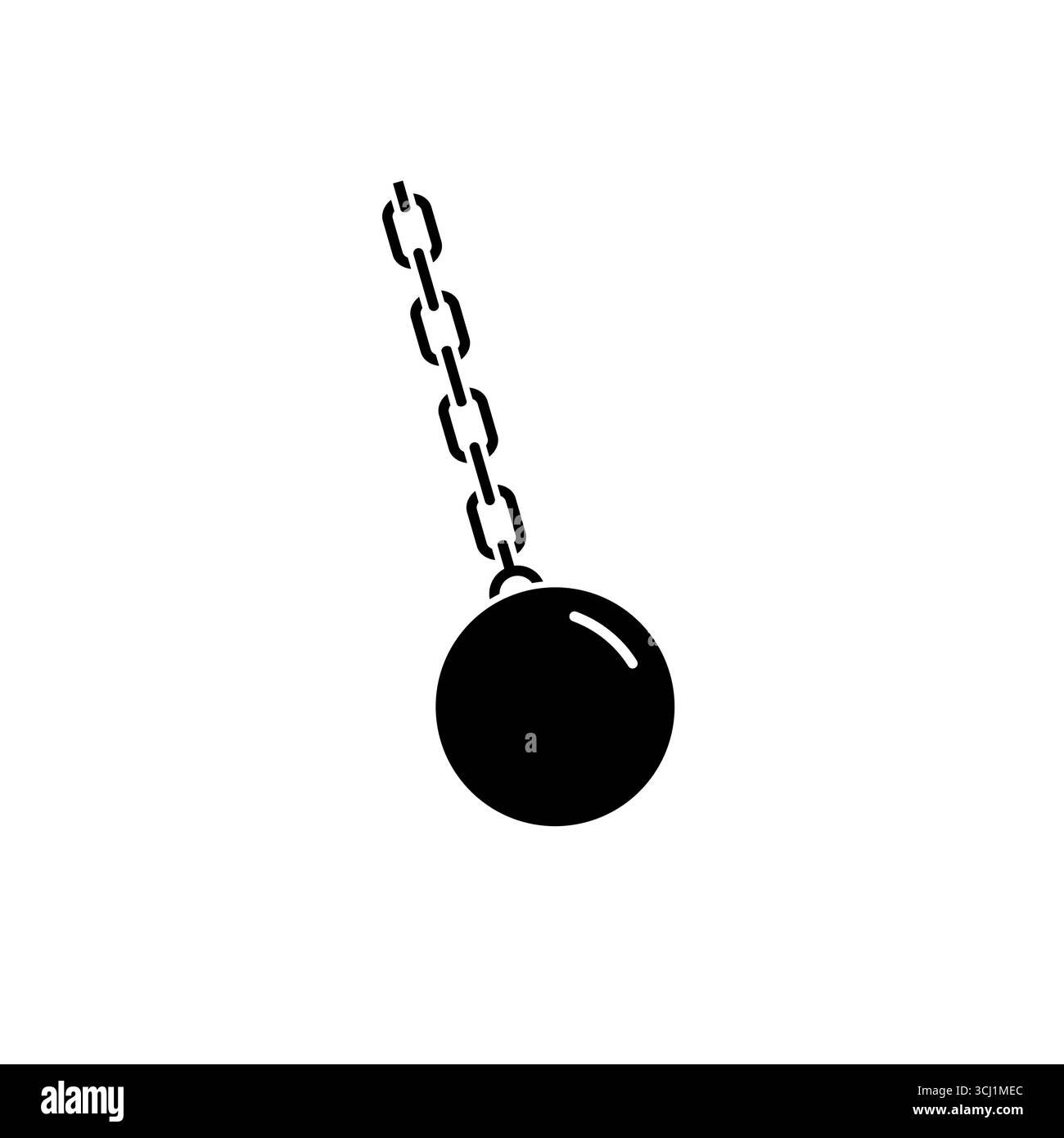 Simple black solid wrecking ball swinging from chain in motion ...